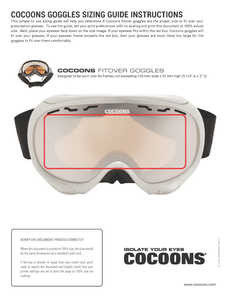 Fitovers Size Finder for Cocoons Sunglasses